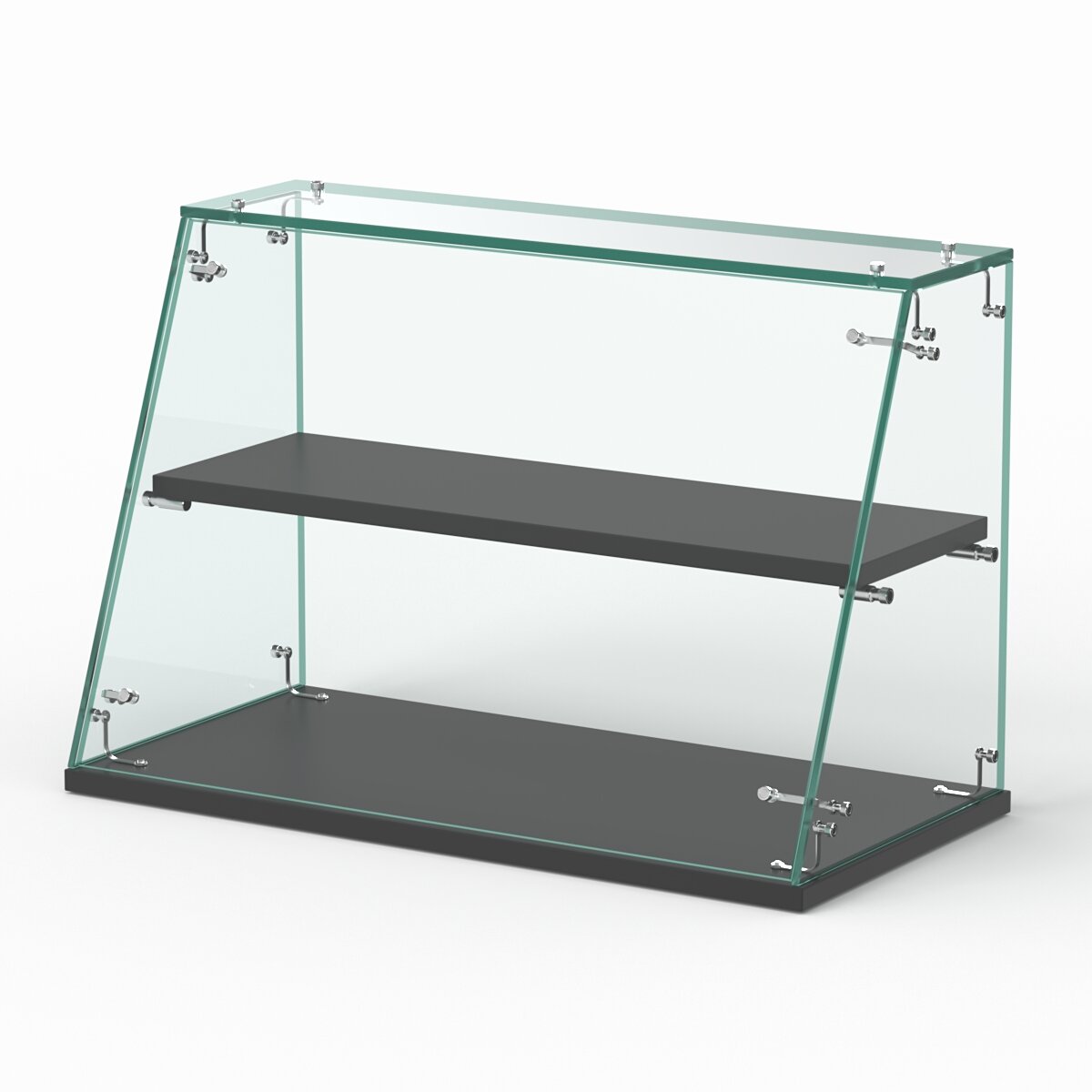 Витрина "сладость" №14КА-О-П для выпечки настольная с прямыми полками без дверок пдсп, Черный