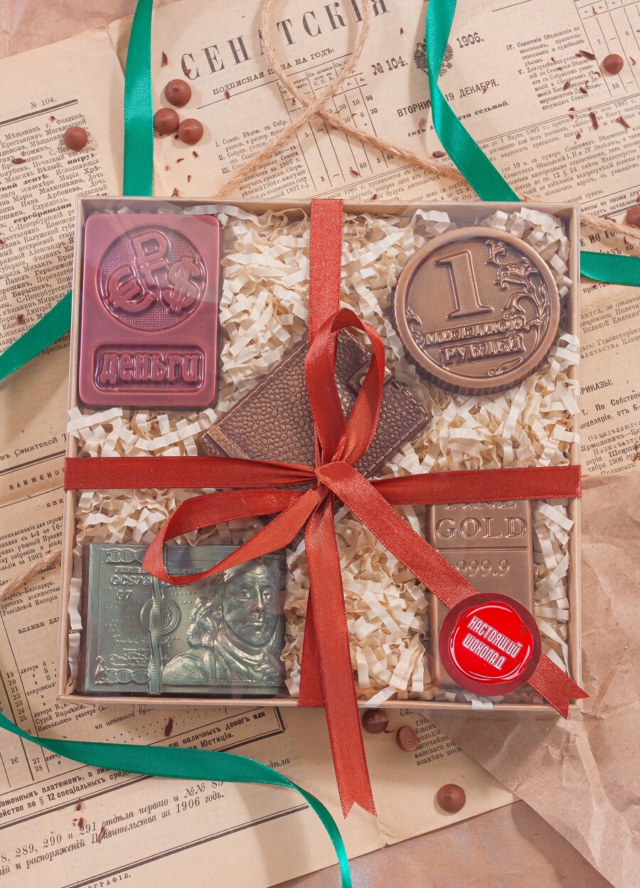 Набор шоколада шоколадный инженер "Деньги", молочный 220г