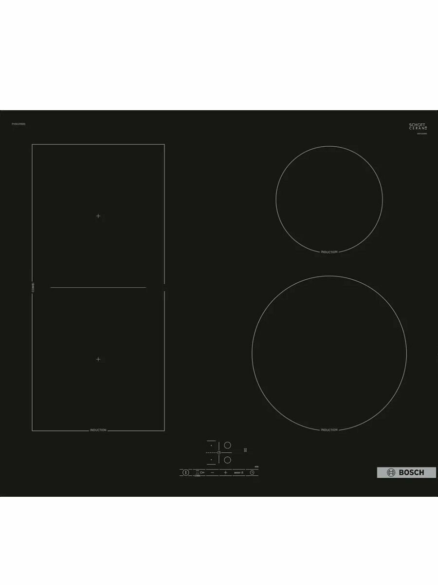 Встраиваемая индукционная панель BOSCH PVS61RBB5E Serie 4, официальная гарантия