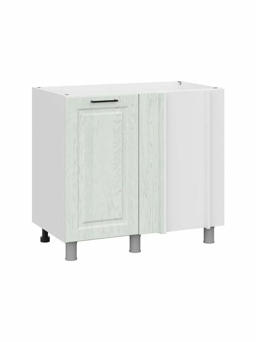 Кухонный модуль напольный, стол угловой Шервуд с полками, с доводчиками, 90х50.6х82.4 см, Белый / Арктик