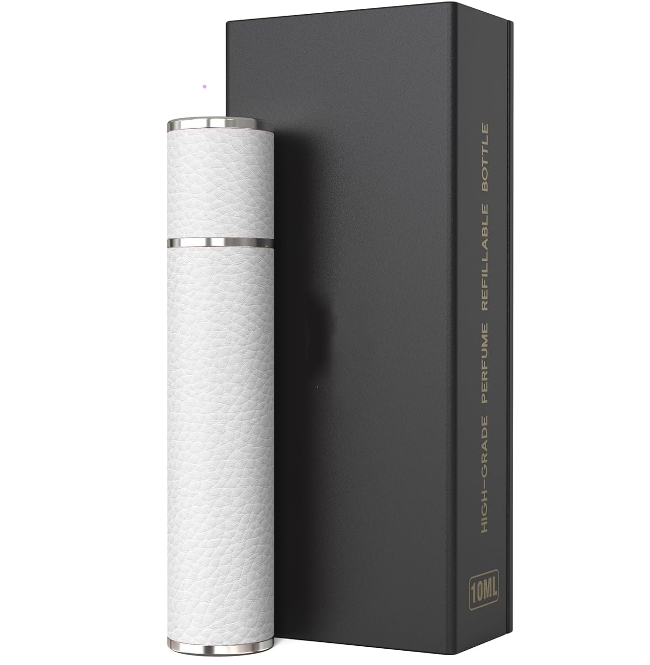 PSXCYB010white, роскошный флакон духов объемом 10 мл, портативная упаковка для духов, кожаный герметичный флакон многоразового использования на магнитной присоске, одеколонный распылитель для духов, дорожный мини-флакон для духов, стеклянный флакон из