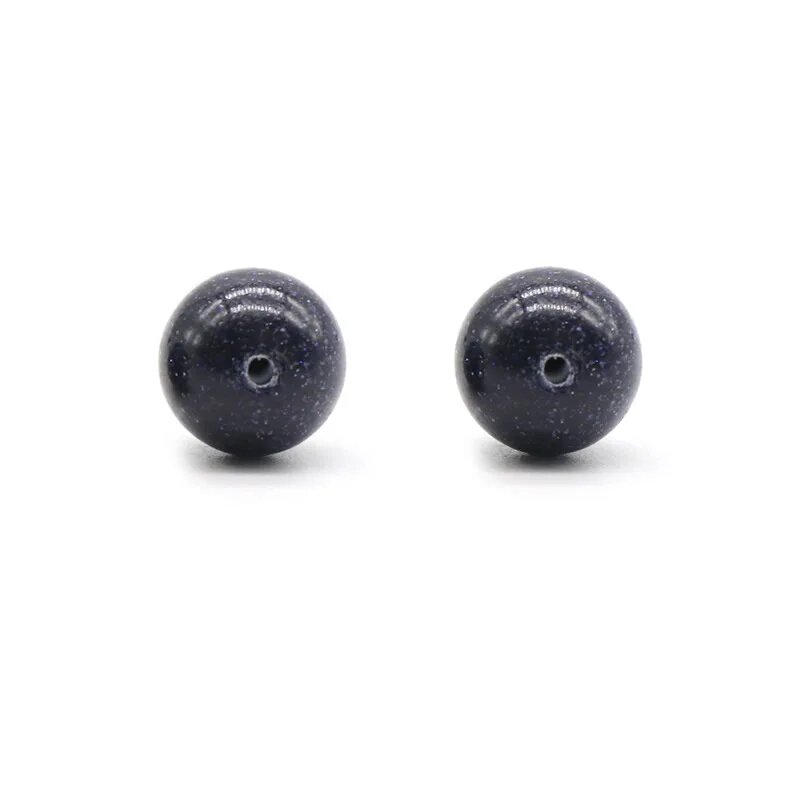Полупросверленные бусины из агата, опала, кварца 8/10/12 мм Черный, 8mm, 1pair blue sand