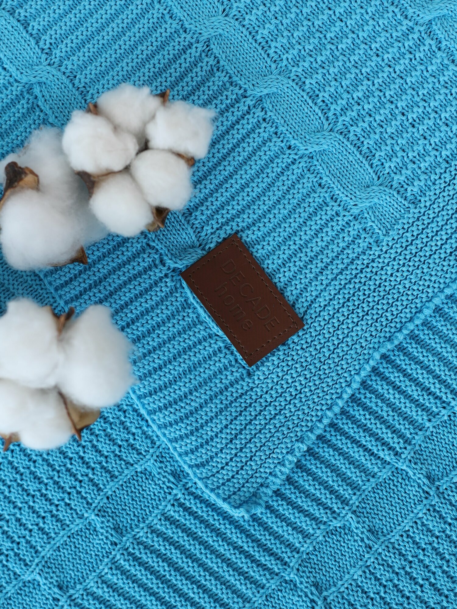 Плед DECADE Home "Полоска", вязаный, хлопок, 150x200, для уюта дома