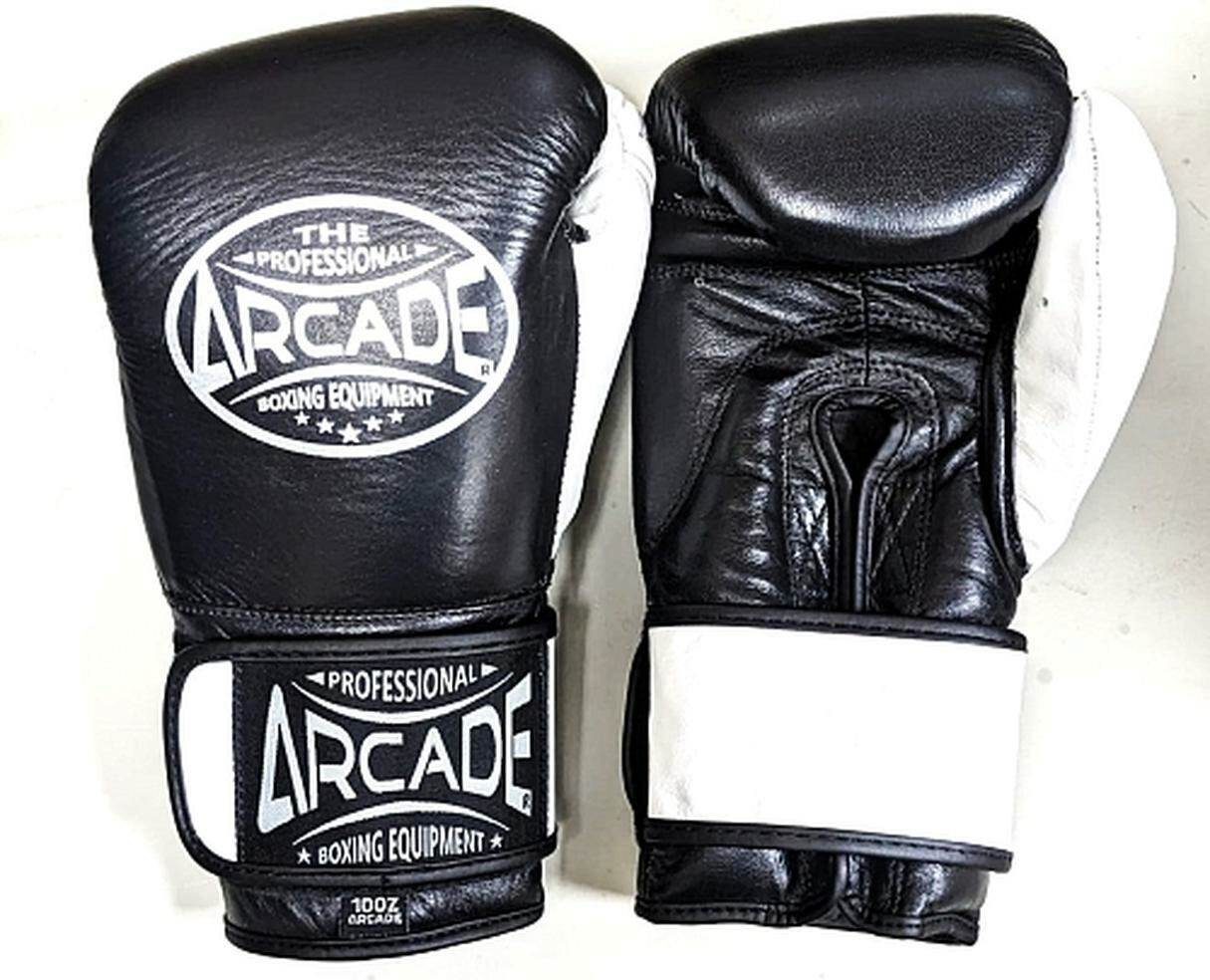 Боксерские перчатки Arcade.2, цвет черный/белый, 10 унций, на липучке