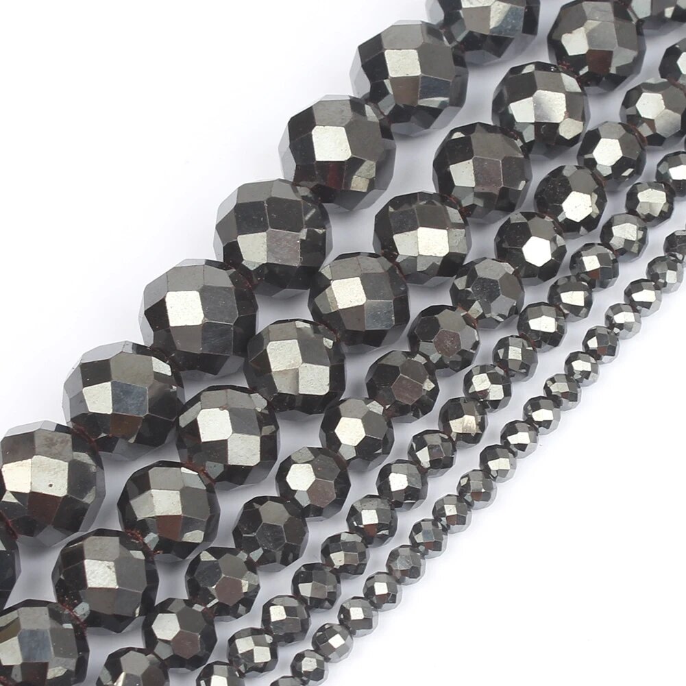 Натуральные камни, родиевое розовое золото, гематит, круглые свободные минеральные бусины для браслета, изготовление ювелирных изделий своими руками, 15 дюймов, 2/3/4/6/8/10 мм