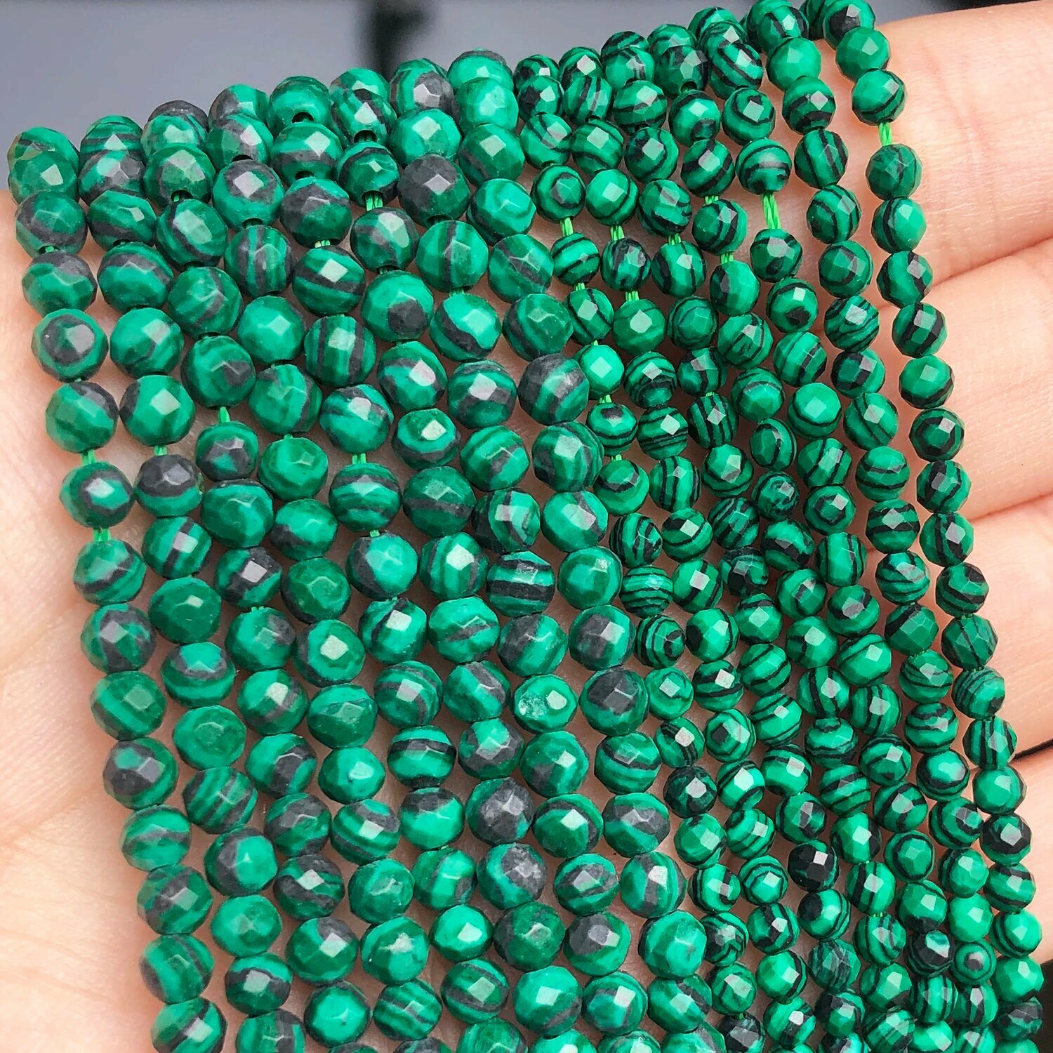 Граненая бусина из нефрита xilitata 2 3 4 мм, зелёный Изумрудный, 4mm (approx 95pcs), Malachite