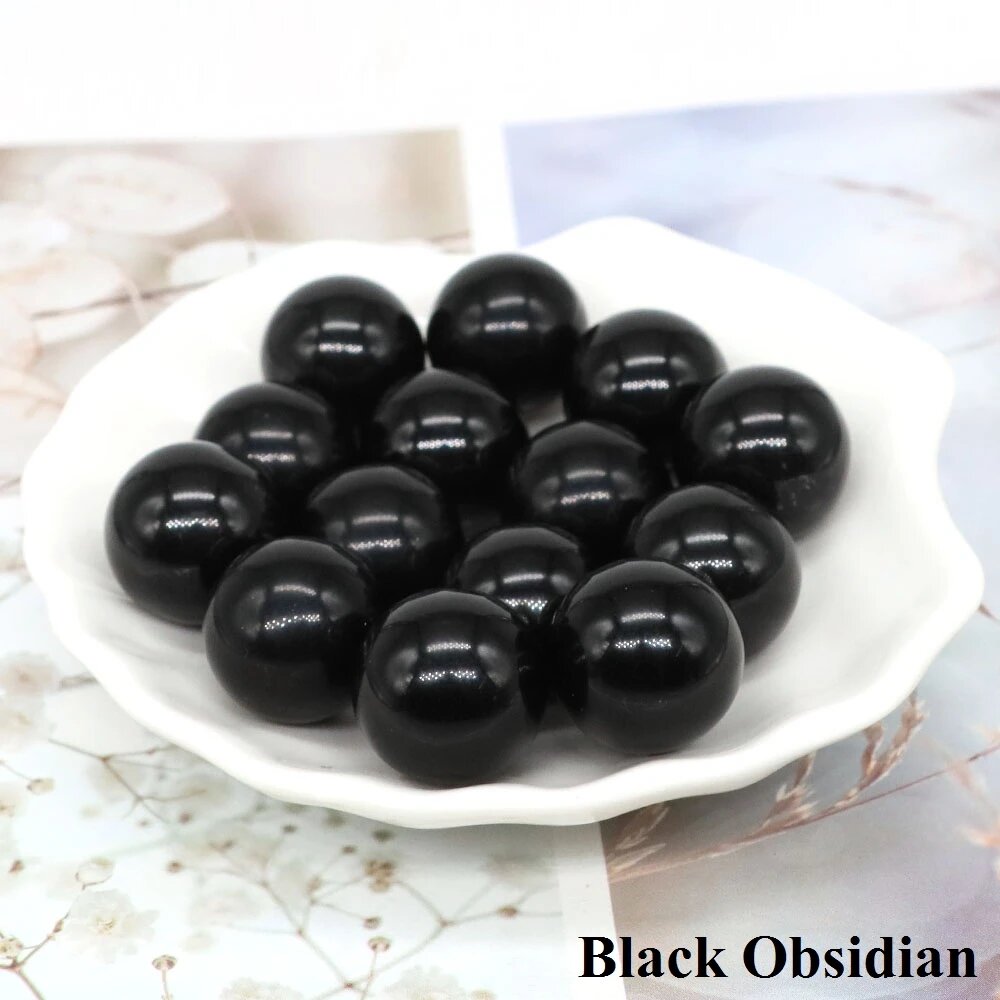 Хрустальные шары 18 мм Черный, 10 pcs, Black Obsidian