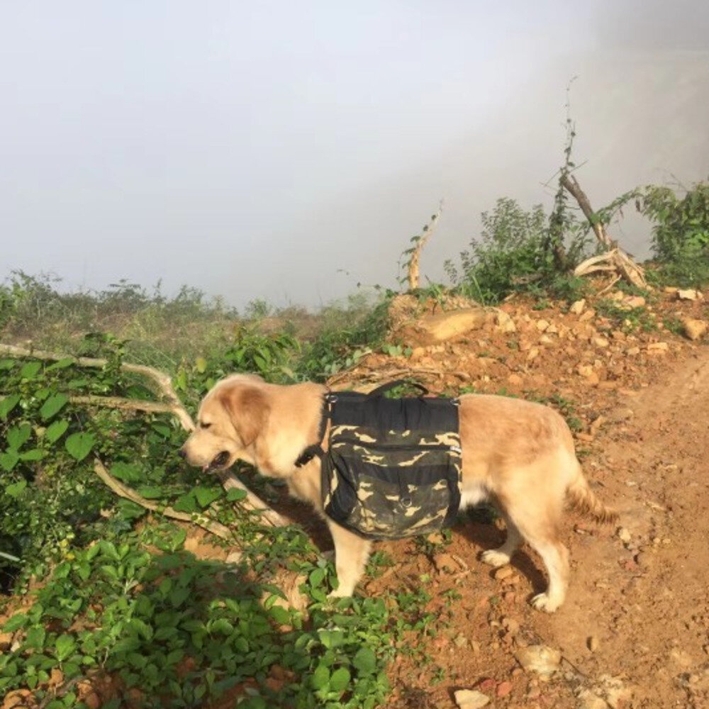 Шлейка для собак светоотражающая с рюкзаком и карманами на спину (сумка-седло)