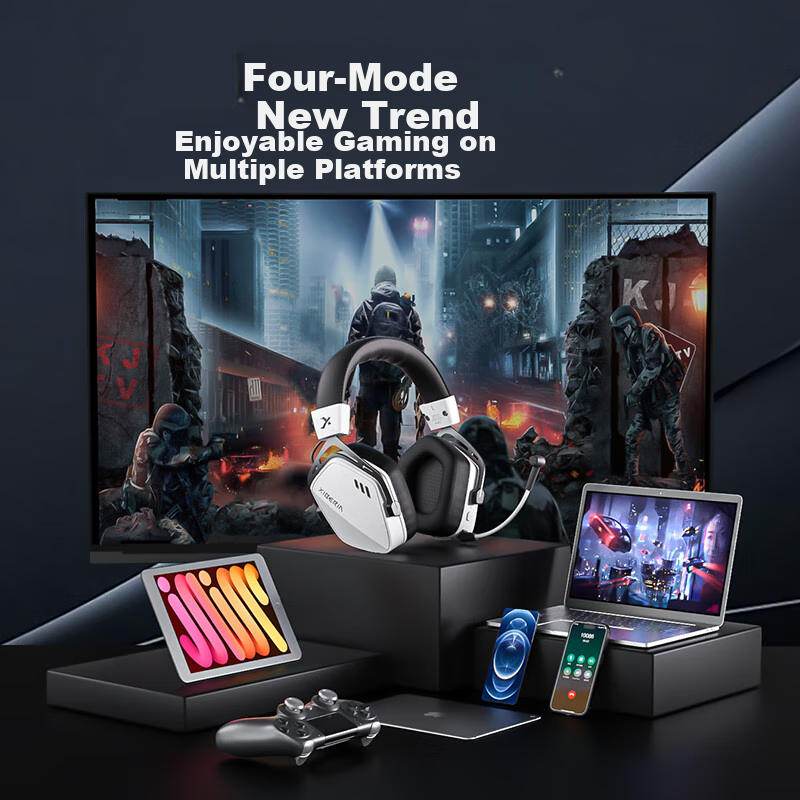 XIBERIA K03S Advanced Version 2.4G True Wireless Bluetooth Gaming Headset Over-Ear Mobile Low Latency Esports Special Smart Display Computer Headset Panda White