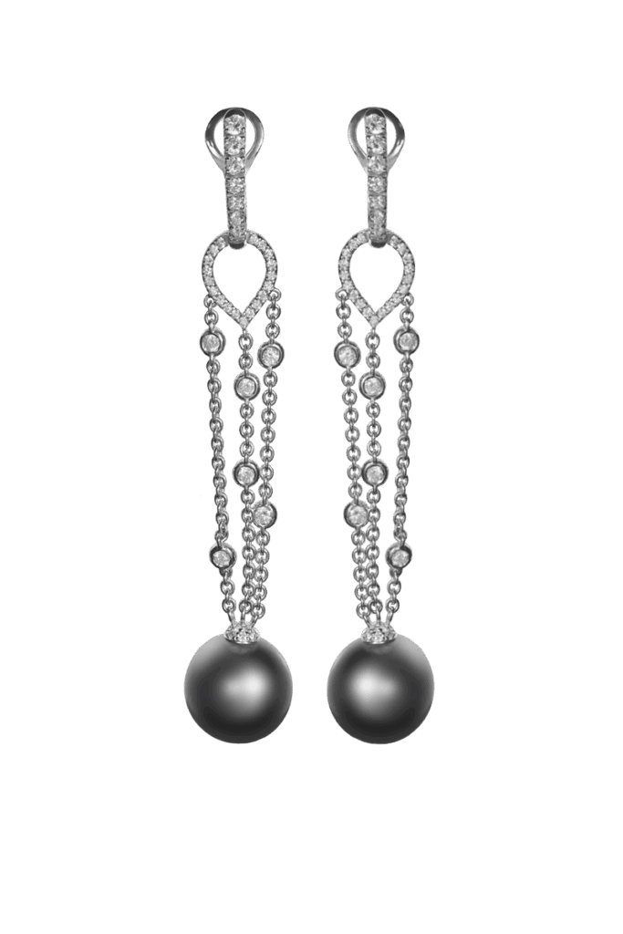 Серьги, белое золото, 750 проба, бриллиант, жемчуг