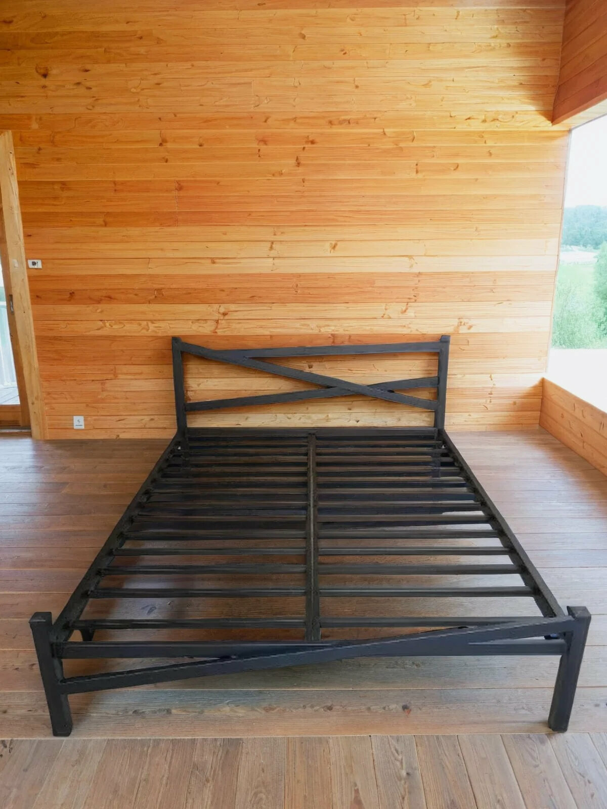 Кровать Loft Mebel Афина, черная, металл, кованая, 140x200х80 см