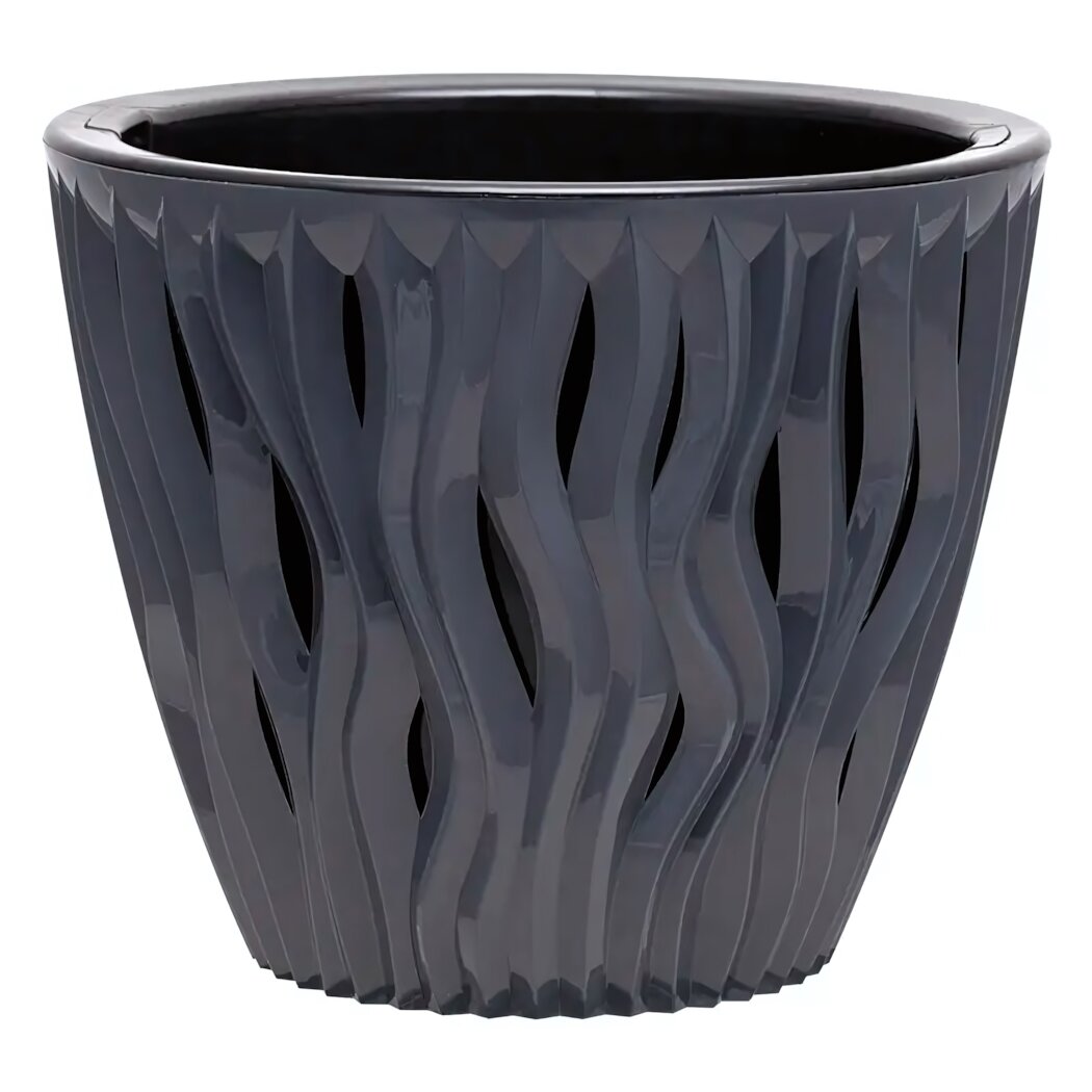 Кашпо пластиковое 'Вдохновение' 1,6л d-16см, с ручками, цвет антрацит