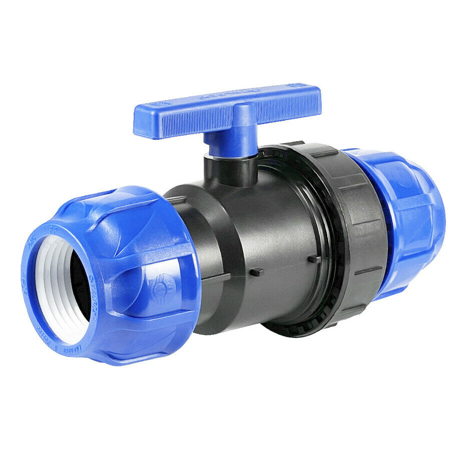 Кран шаровой ПНД компрессионный 63х63 мм