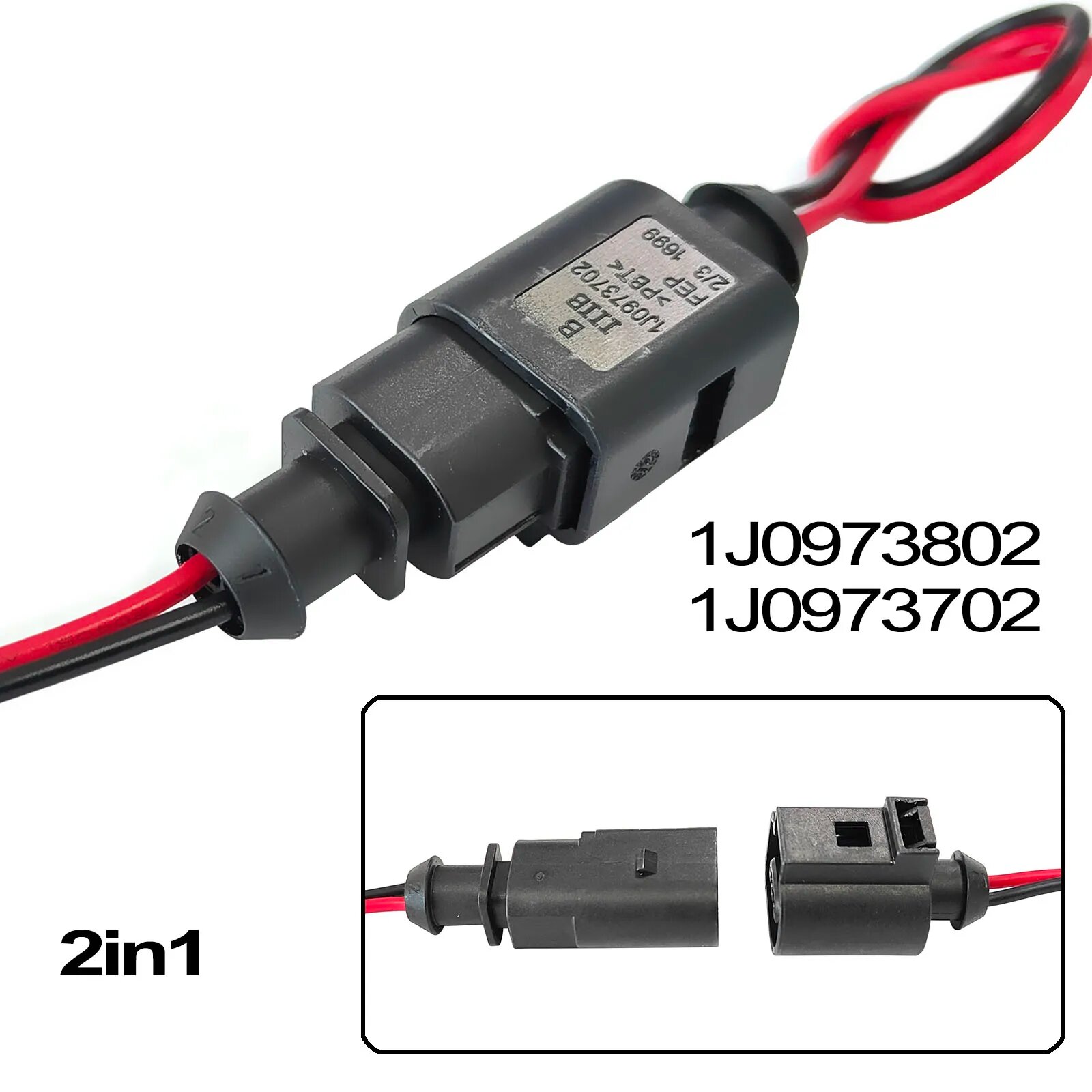 1J 0973802 & 1J 0973702 2-контактный 2-контактный разъем датчика, ремонтный комплект, мужской и женский жгут с предварительной проводкой для VW AUDI SEAT SKODA