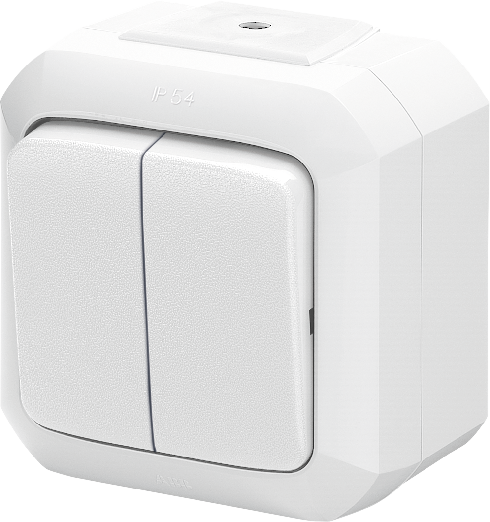 ABB Variant+ Белый Переключатель двухклавишный, IP54, 2CHN585251C4500