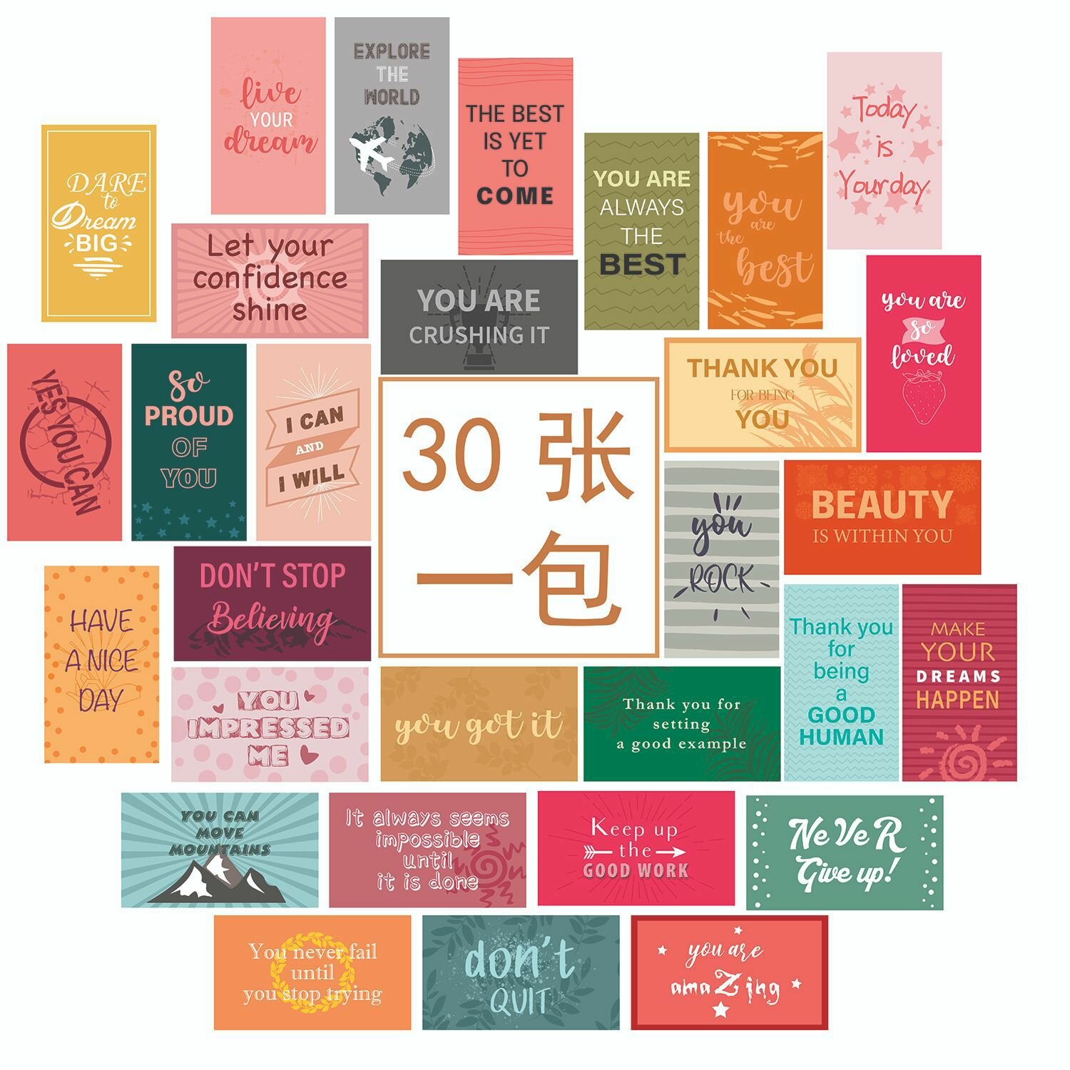 Набор открыток "30 вдохновляющих открыток", на английском языке, 7009-4