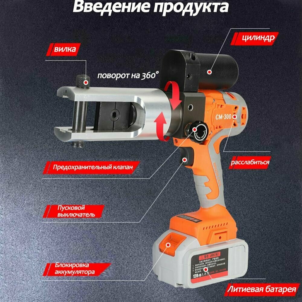 Перезаряжаемые гидравлические плоскогубцы 16-300 мм портативные обжимные плоскогубцы
