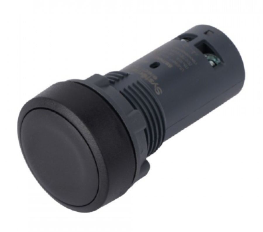 Кнопка управления Systeme Electric / Систем Электрик SB7 моноблочная с возвратом, черная IP65, пластик 1НО, под отверстие диаметром 22мм, SB7NA21 / кнопочный пост