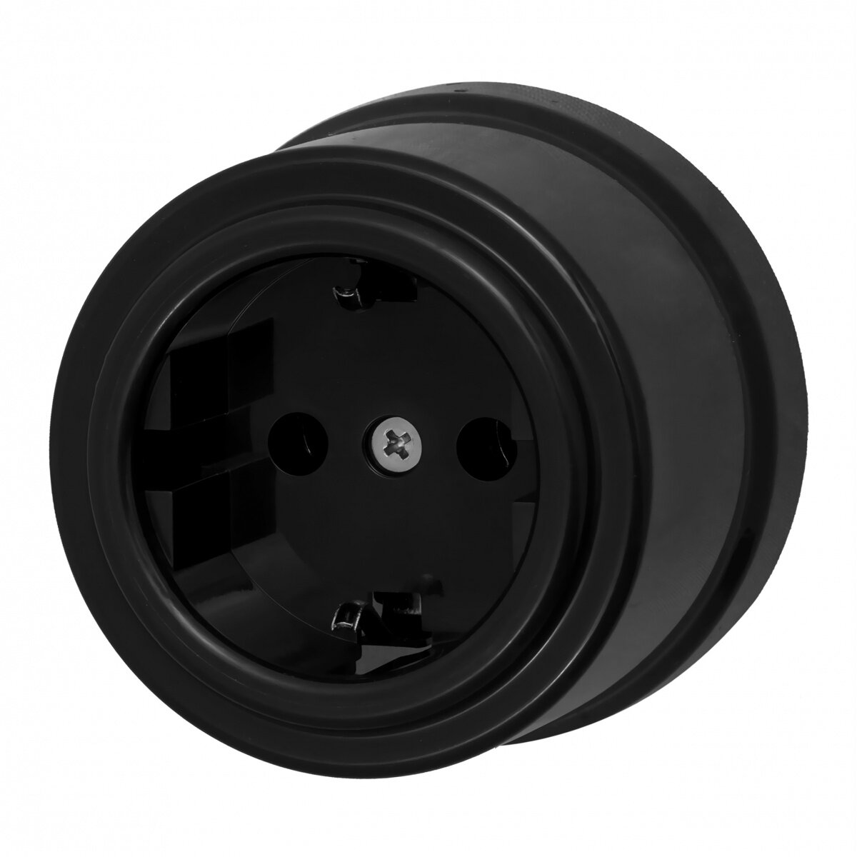 BIRONI Ретро Розетка с заземляющим контактом, серия Лизетта, пластик, цвет Чёрный