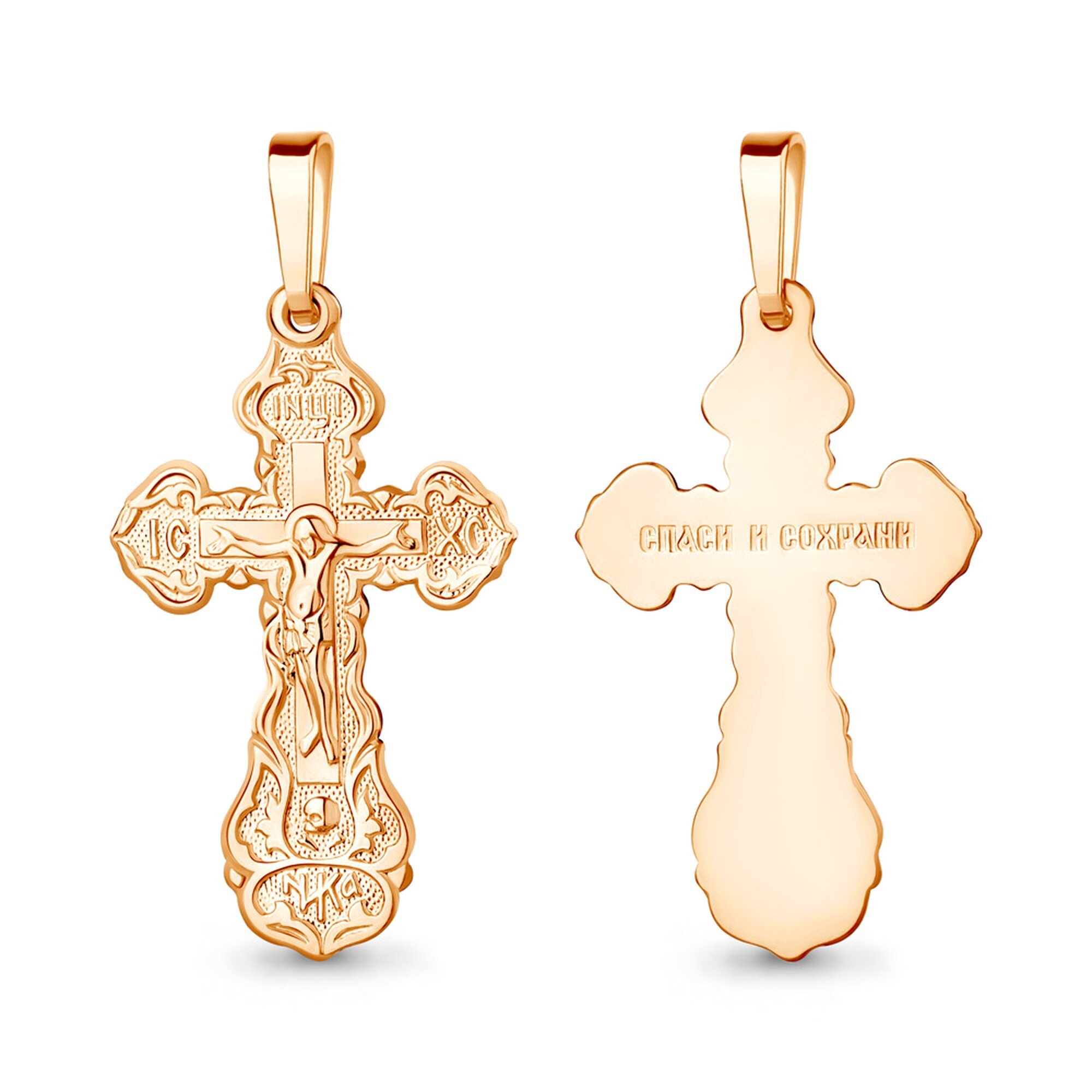 Крестик, красное золото, 585 проба