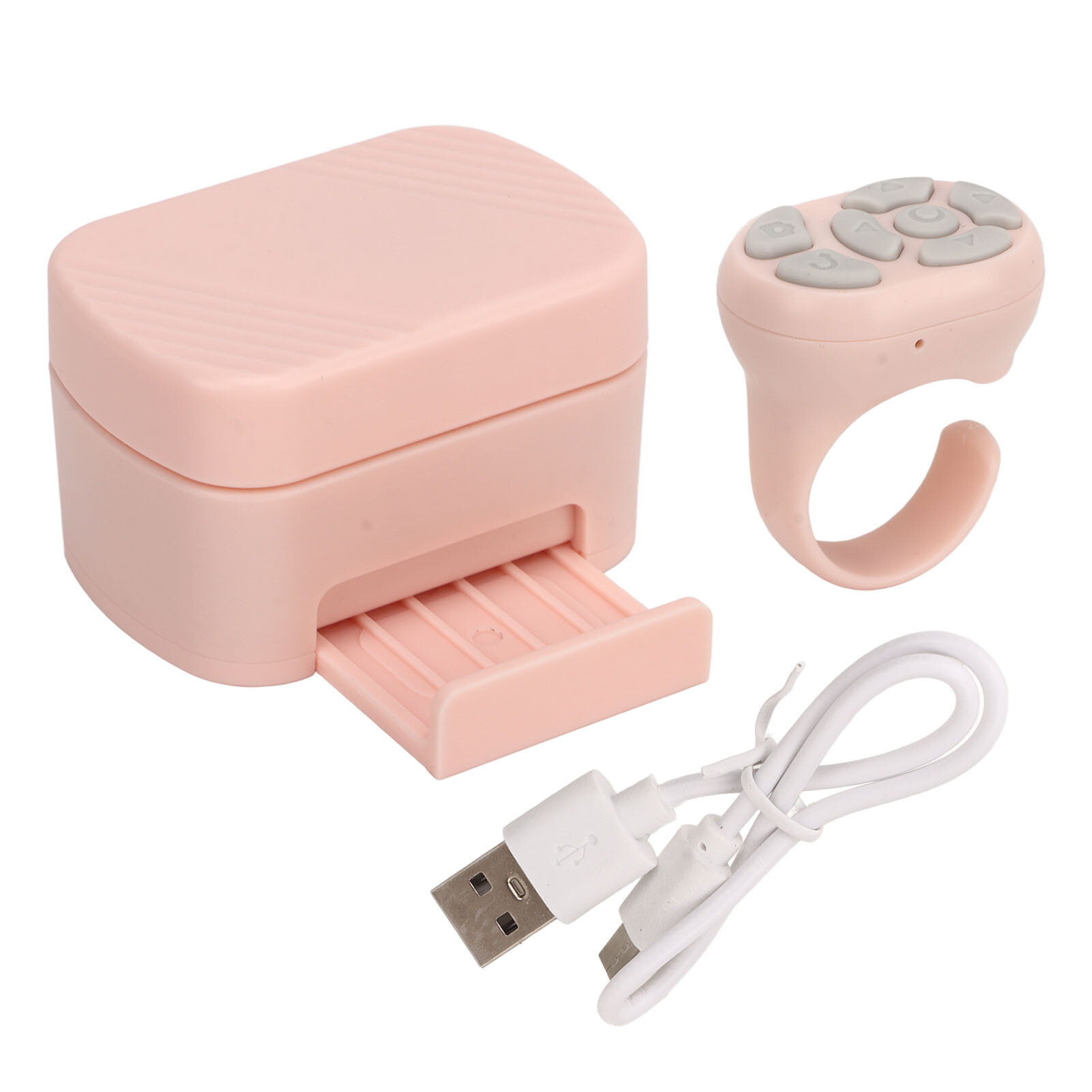 Пульт дистанционного управления с прокруткой, Bluetooth-приложением, кнопкой дистанционного управления камерой, кнопкой спуска затвора для селфи и зарядным чехлом для мобильного телефона, розовый.