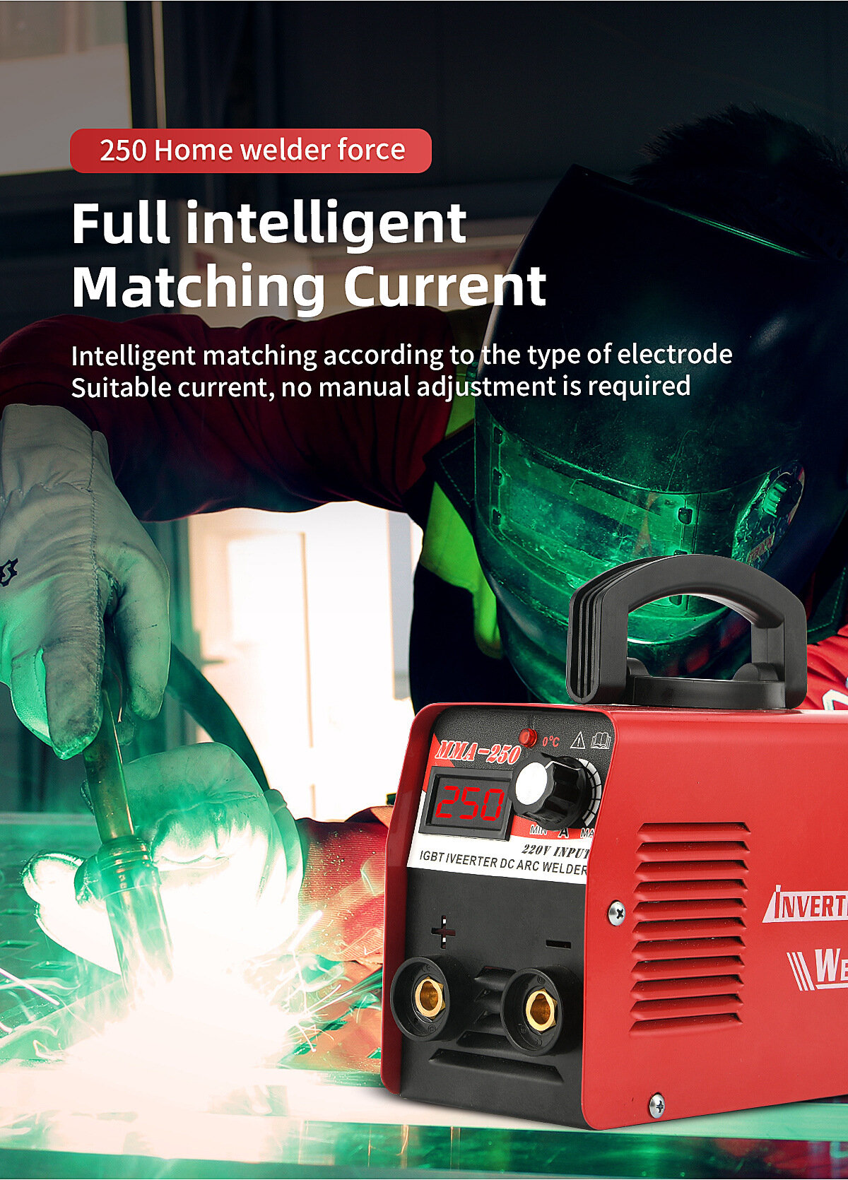 Мини-электросварочный аппарат MMA-250 IGBT power tube инвертор постоянного тока бытовой небольшой ручной сварочный аппарат