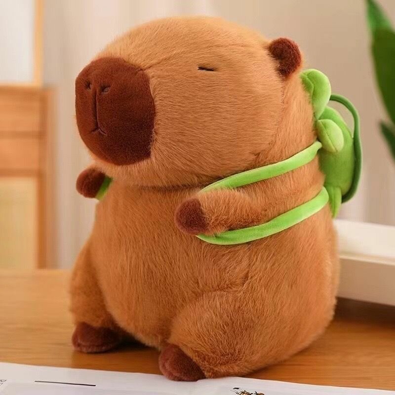 Мягкая игрушка "Капибара", плюш, 20см, коричневый, с рюкзаком, гипоаллергенный