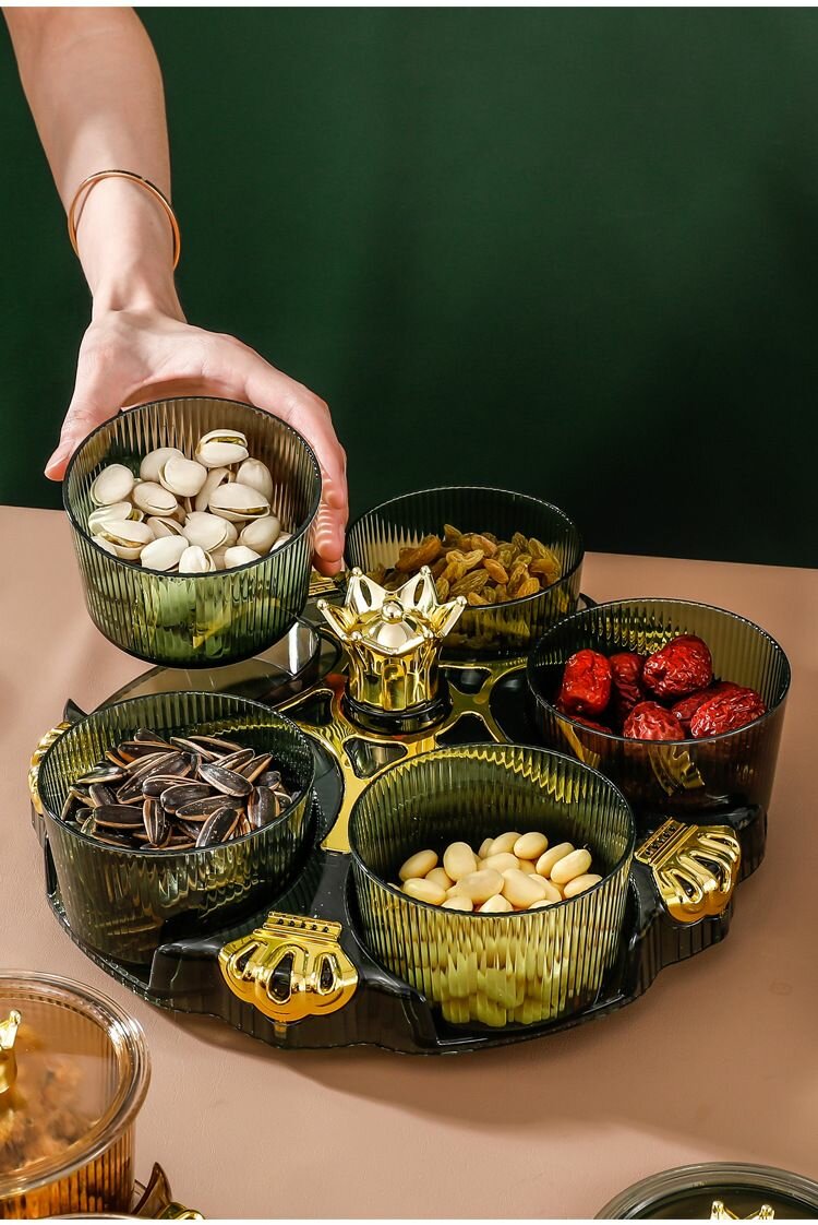 2Корона Вращающийся Snack Тарелка Набор из пяти частей