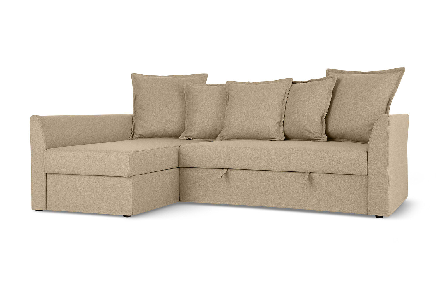 Угловой диван-кровать катунь 233х85х150 см, обивка рогожка, цвет бежевый