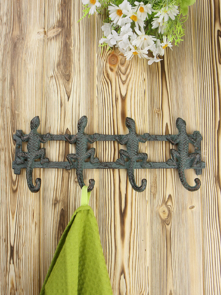 Вешалка настенная "Ящерки" на 4 крючка, чугун
