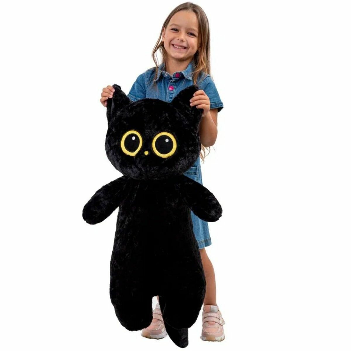 Мягкая игрушка большая КупиКота "Кот лупоглазик", черный, 80 см