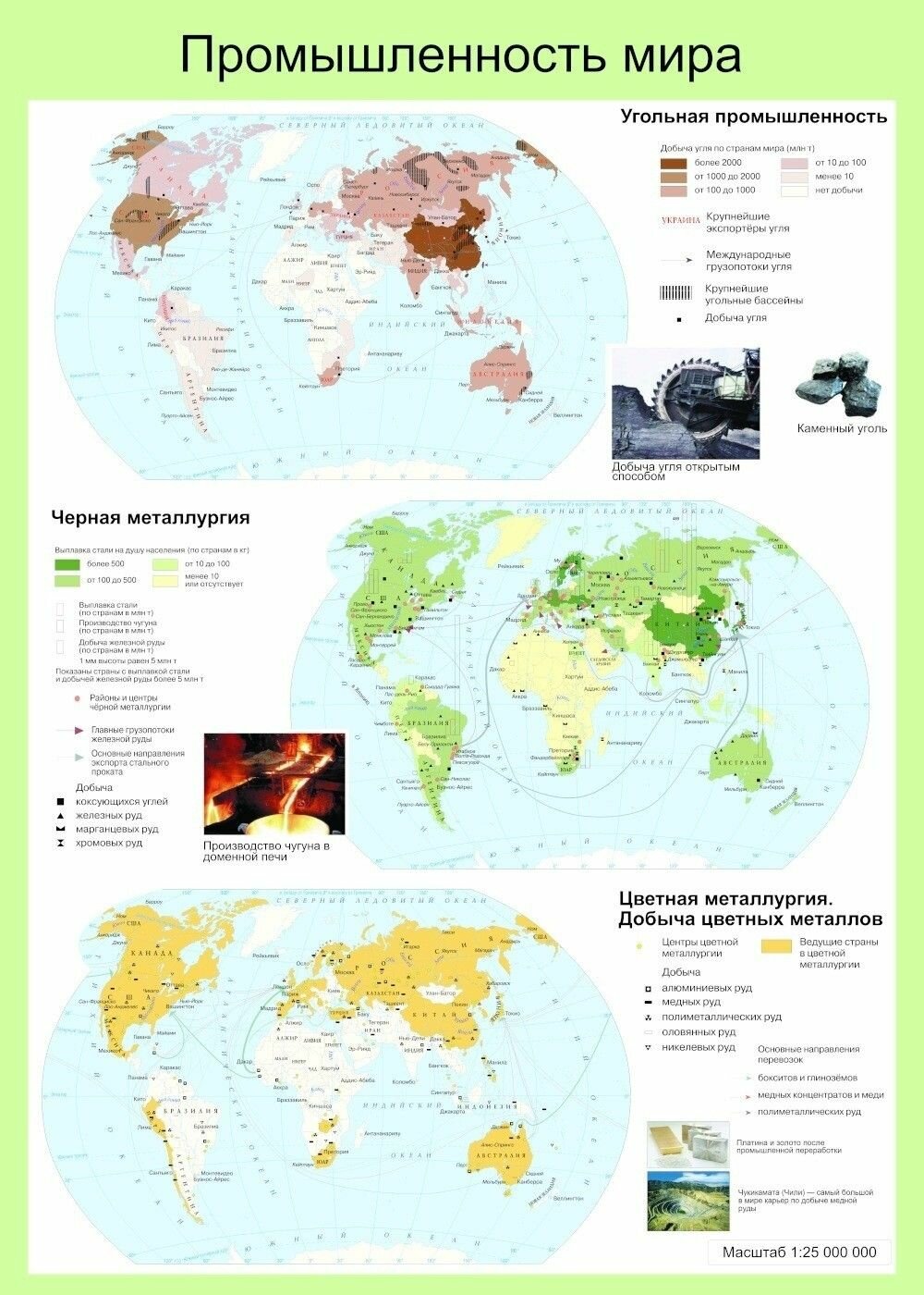 Карта Промышленность мира 10 класс (70х100см Винил)