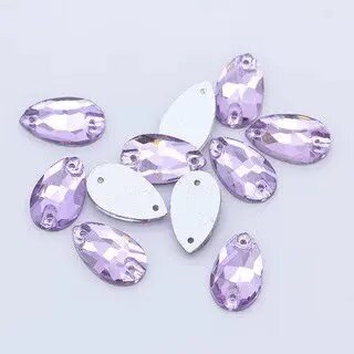 Пришивные стразы стекло кристалл AB капли Сиреневый, 10x14mm 36pcs, light purple
