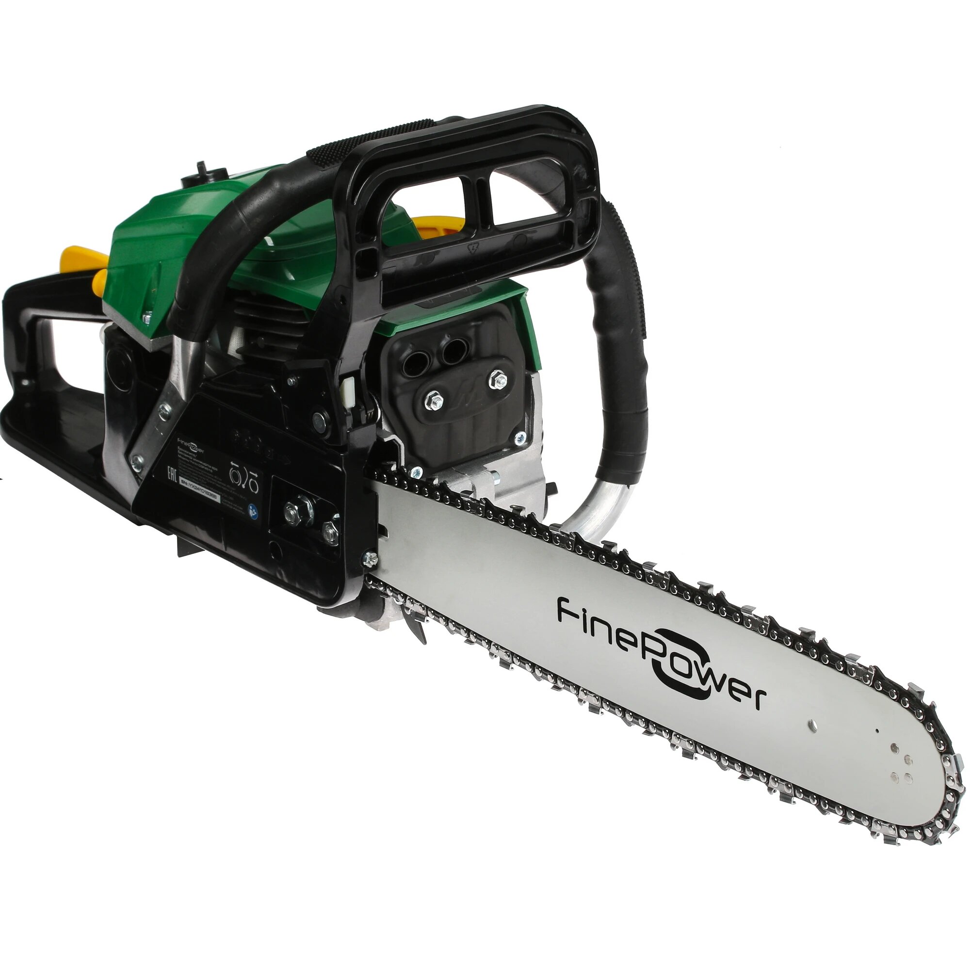 Бензопила FinePower "CSP451", плавный пуск, зеленая, черная, 1800W