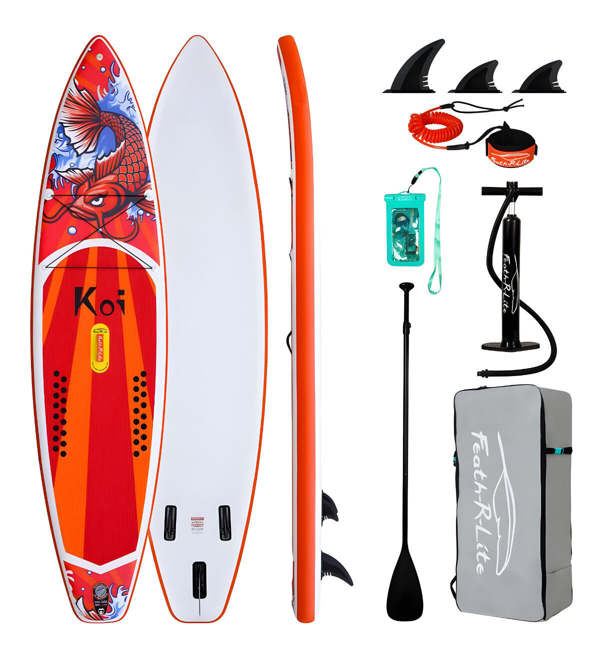 Надувная доска SUP board (сап борд) Koi (335x83x15 cm) с веслом оранжевый