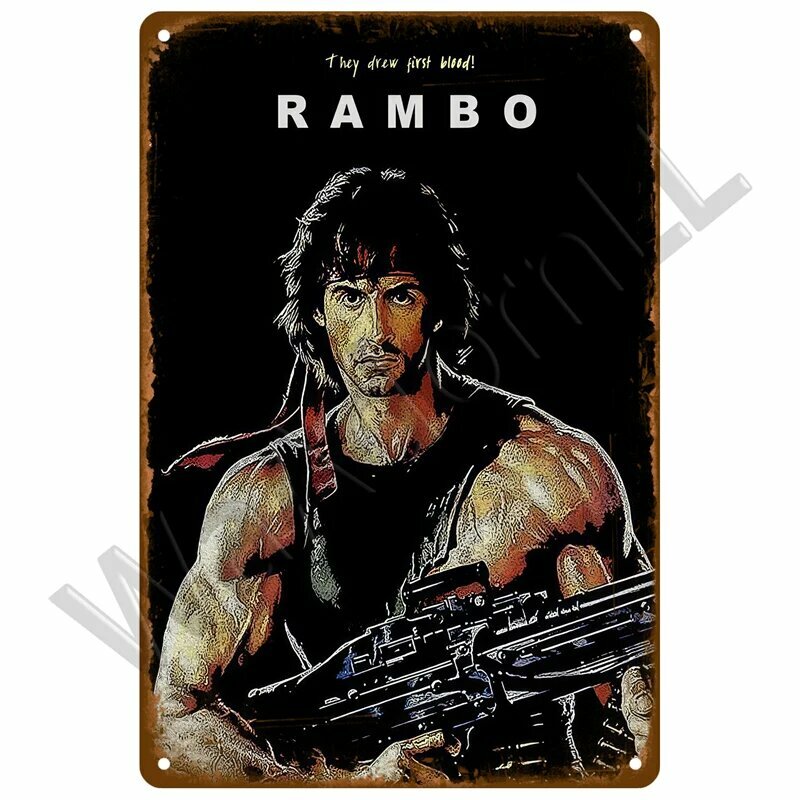 Металлическая вывеска Rambo, ретро, черный, ZoneD 37904