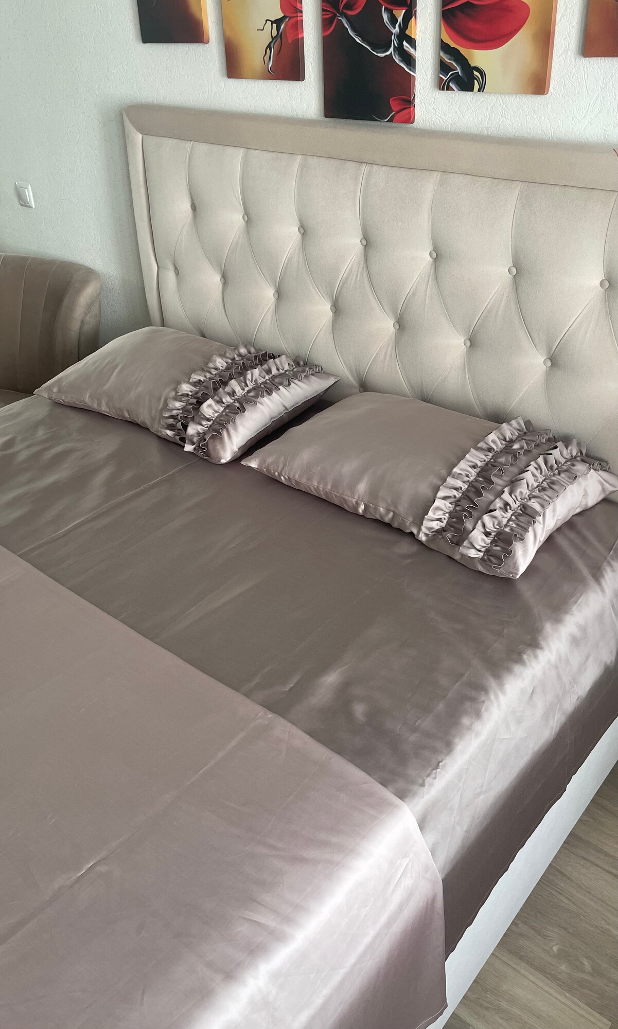 Постельное бельё Laura Home "Небесная нежность", евро стандарт, тенсель, лиоцелл, цвет какао со сливками