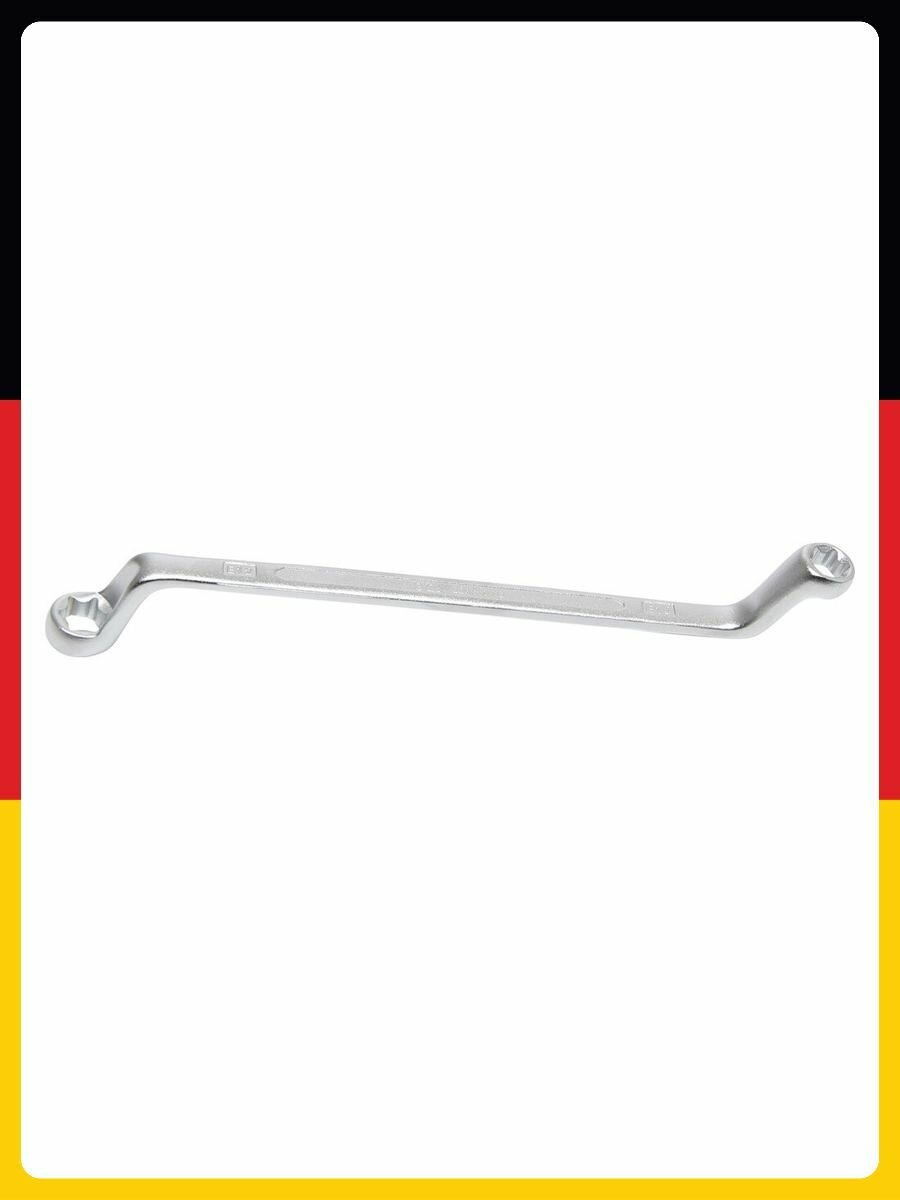 Двусторонний кольцевой ключ BGS с накидными головками E-профиля, изогнутый SW E10 x E12