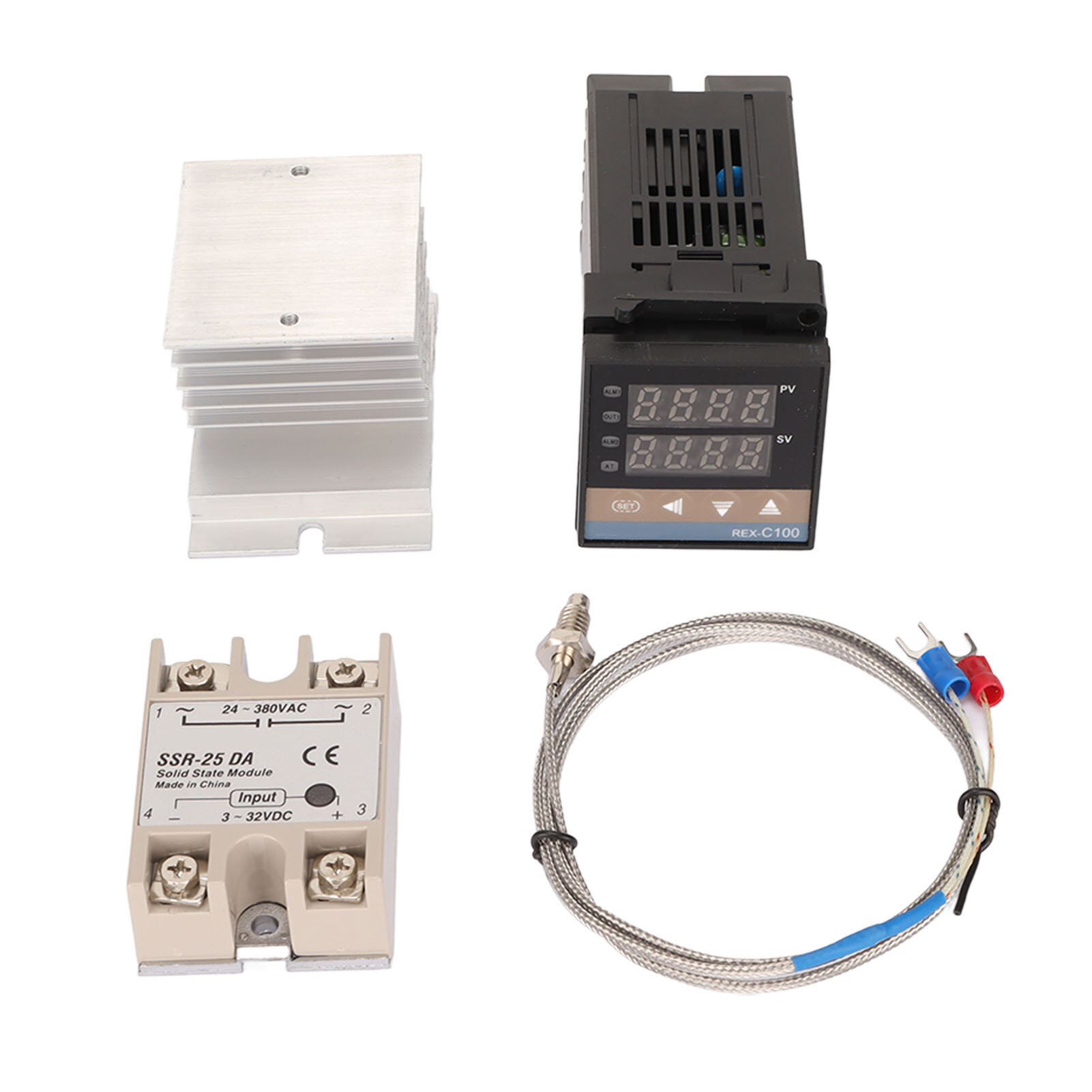 Digital PID Thermostat Set Thermocouple Heat Sink Relay Temperature Controller with Bracket for Farm Chicken House 25A