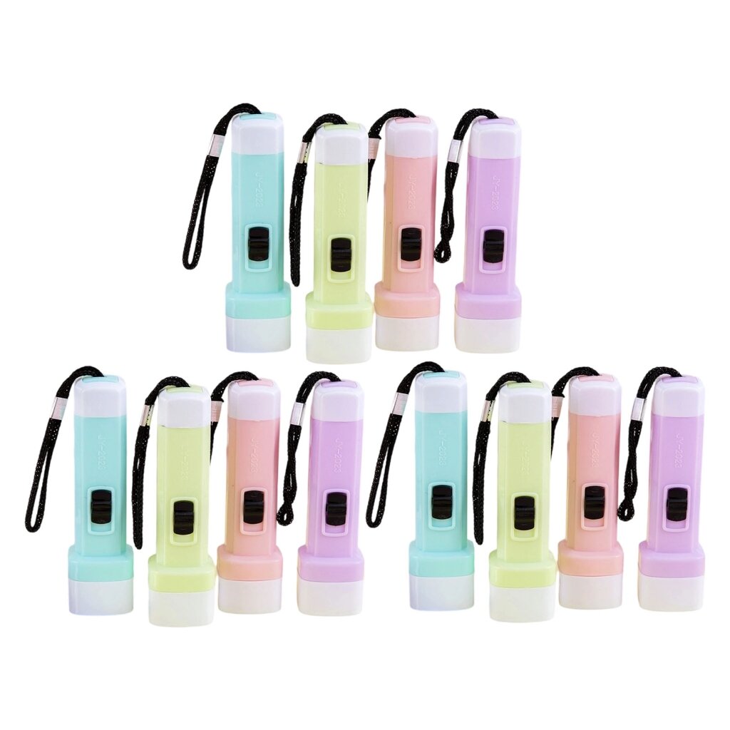 12 шт, маленький фонарик с квадратной головкой желеобразного цвета, сильный фонарик, электрический свет, светодиодная подсветка (случайный цвет)
