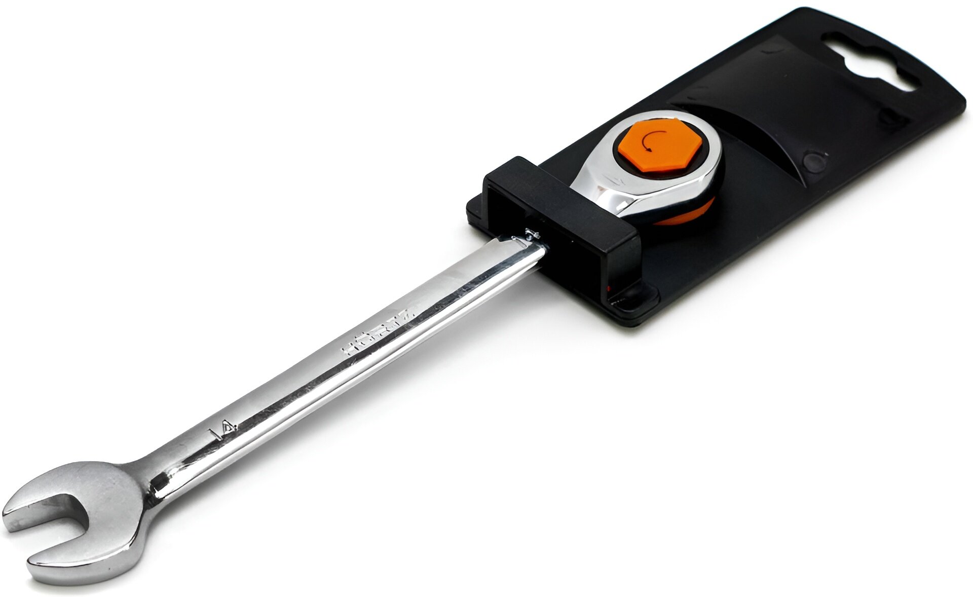 Ключ HORTZ комбинированный, трещоточный, хромированный, 27х27