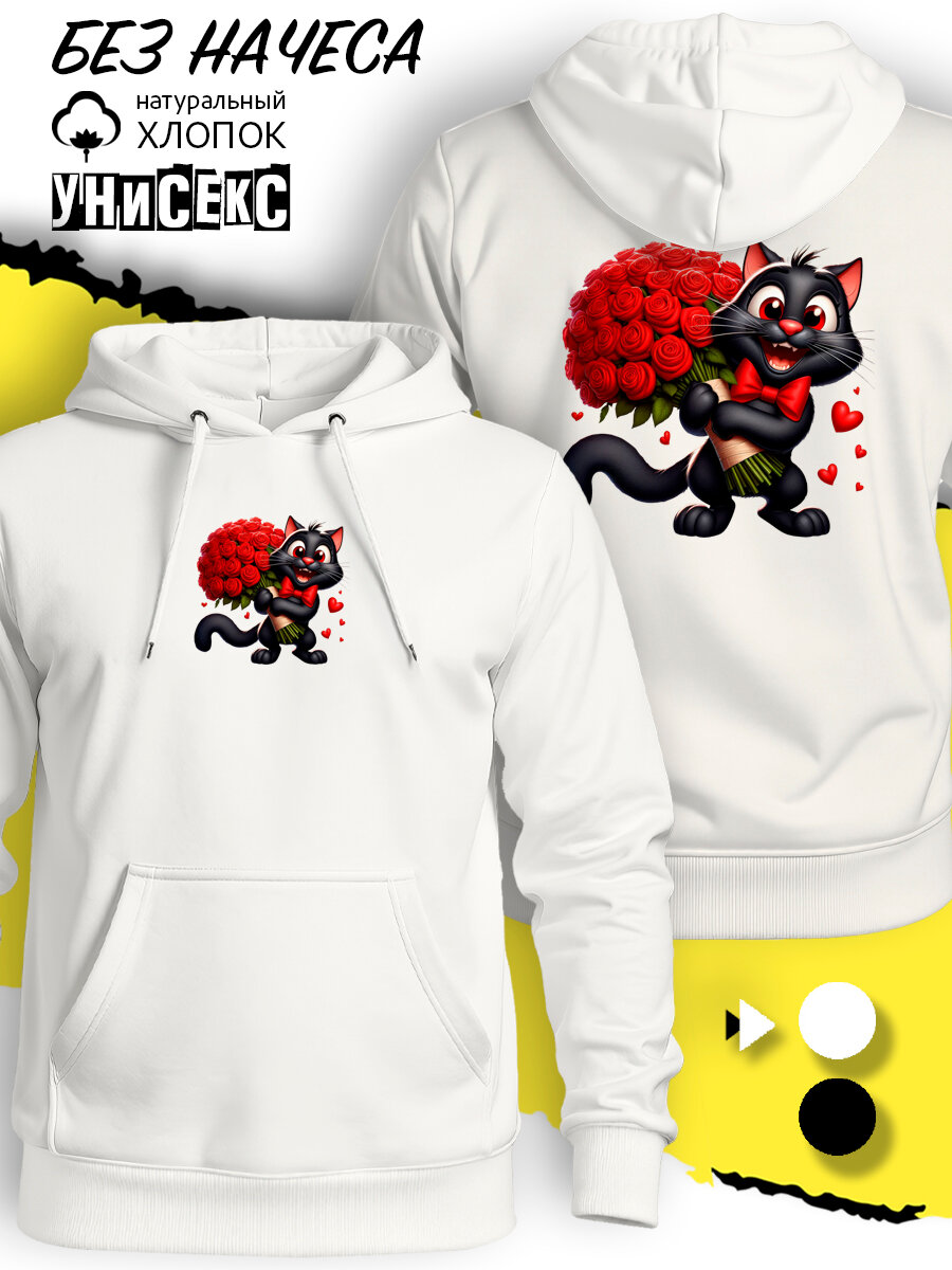 Худи Толстовка свитшот с котом розами