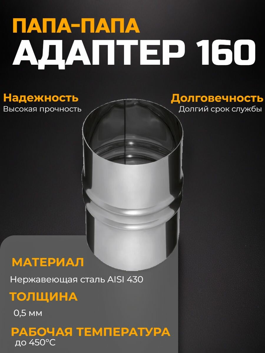Адаптер 160ПП Папа-Папа для дымохода FERRUM