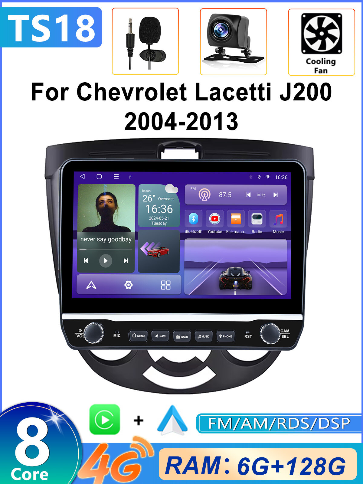 Магнитола Chevrolet Lacetti J200 2004-2013 TS18 4G 8-ядерный 2 DIN-Android Auto-Carplay-Мультимедиа автомобиля