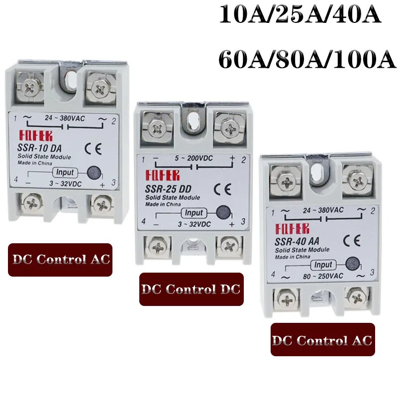 Однофазное твердотельное реле SSR 24-380В 10-100А DD, SSR-25A