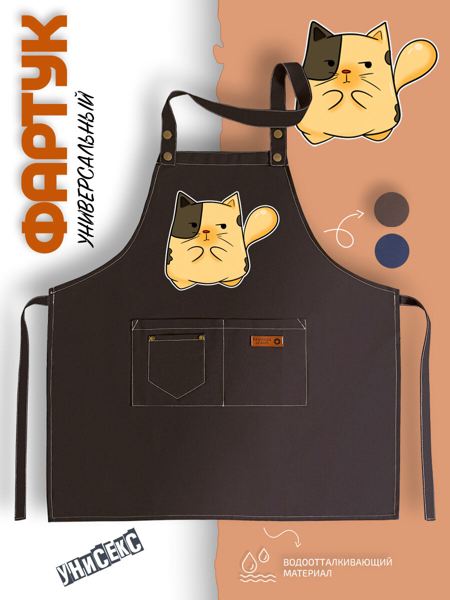 Фартук кухонный с котом уневерсальный с принтом поварской для кухни