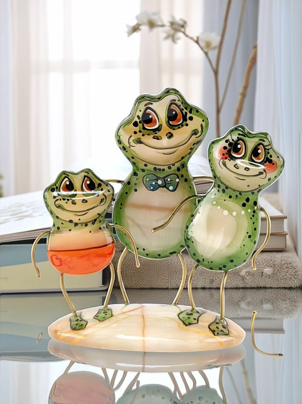 Фигурка "Семья лягушек", ручная работа, натуральный камень, 10x8x4 см