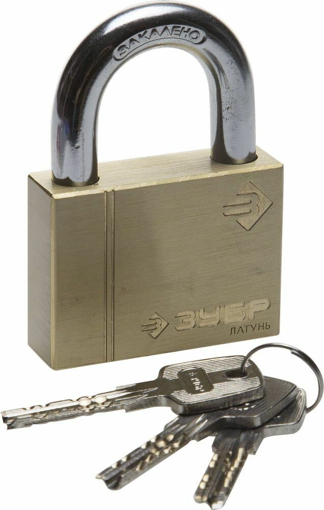 Навесной замок ЗУБР, 60 мм, латунный корпус 37299-60