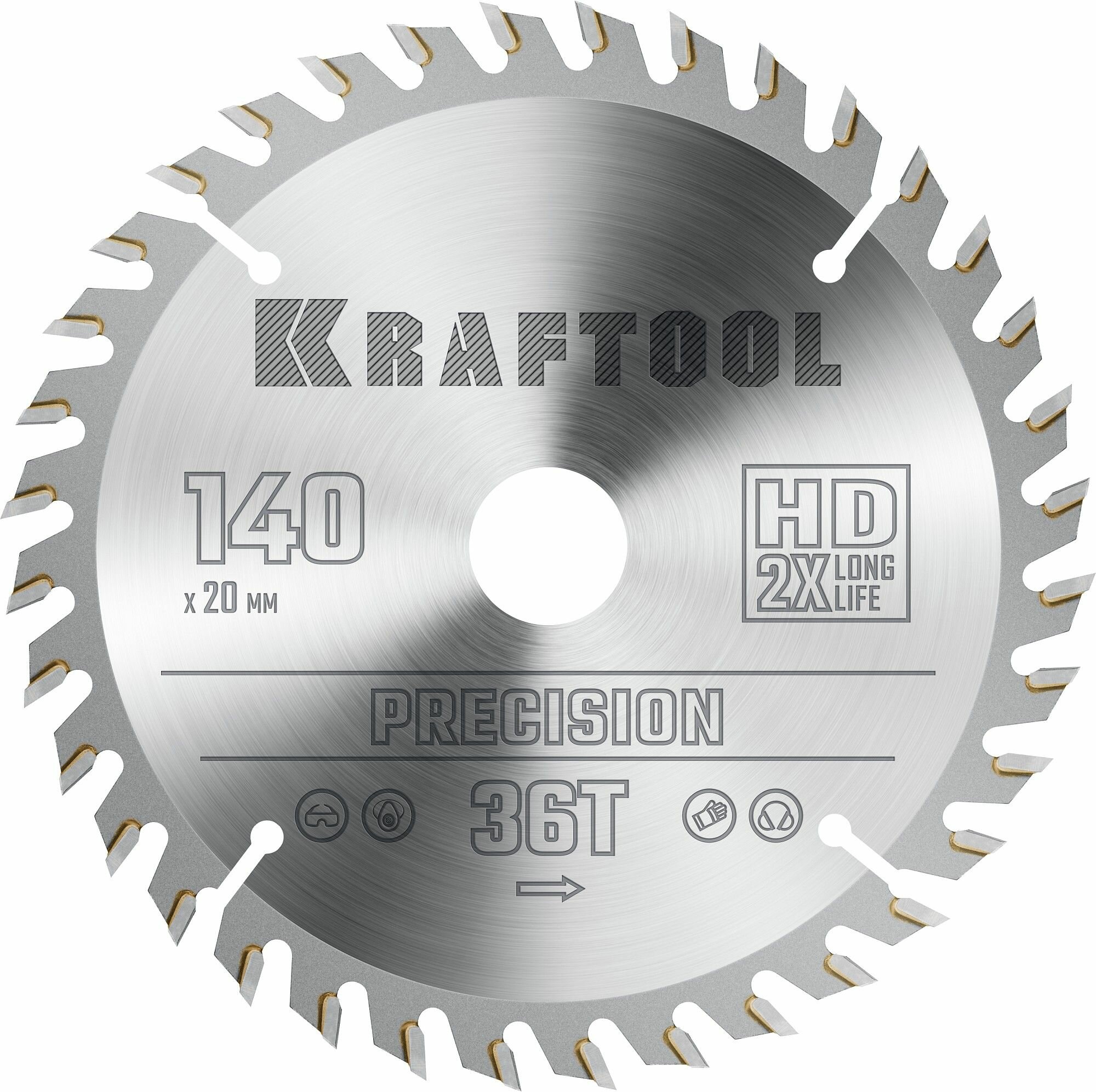 Пильный диск KRAFTOOL Precision, 140 20 мм, 36Т, для дерева 36952-140-20