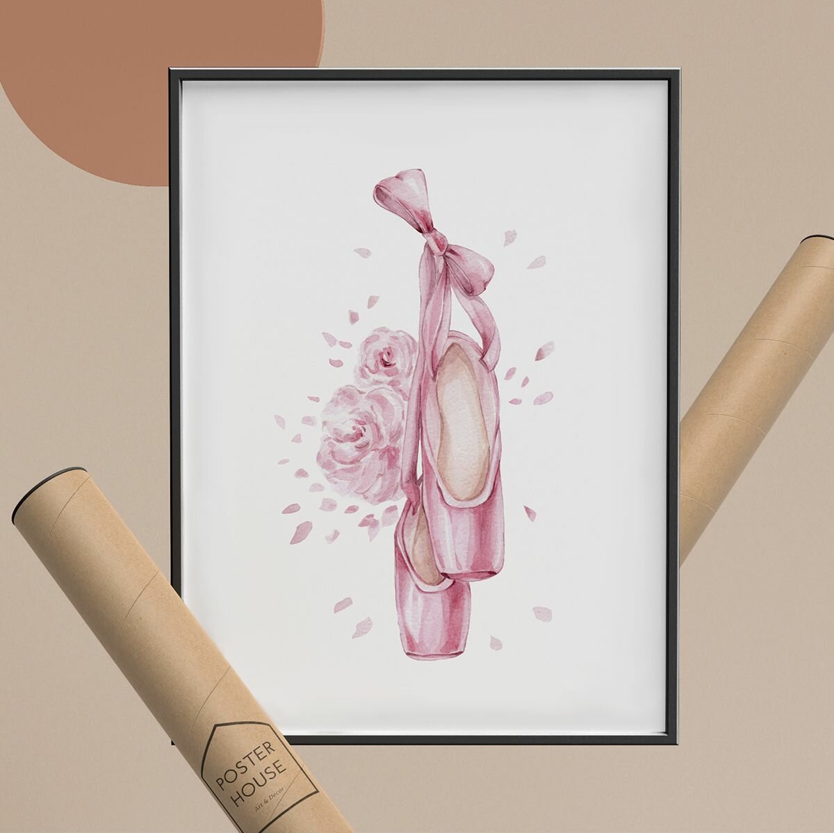 Постер Балерина в детскую 40х50 см без рамы/ Милый акварельный розовый постер, иллюстрация для детей/ Минималистичный эстетичный плакат для интерьера дома, для ребенка, девочки/ Декор стен